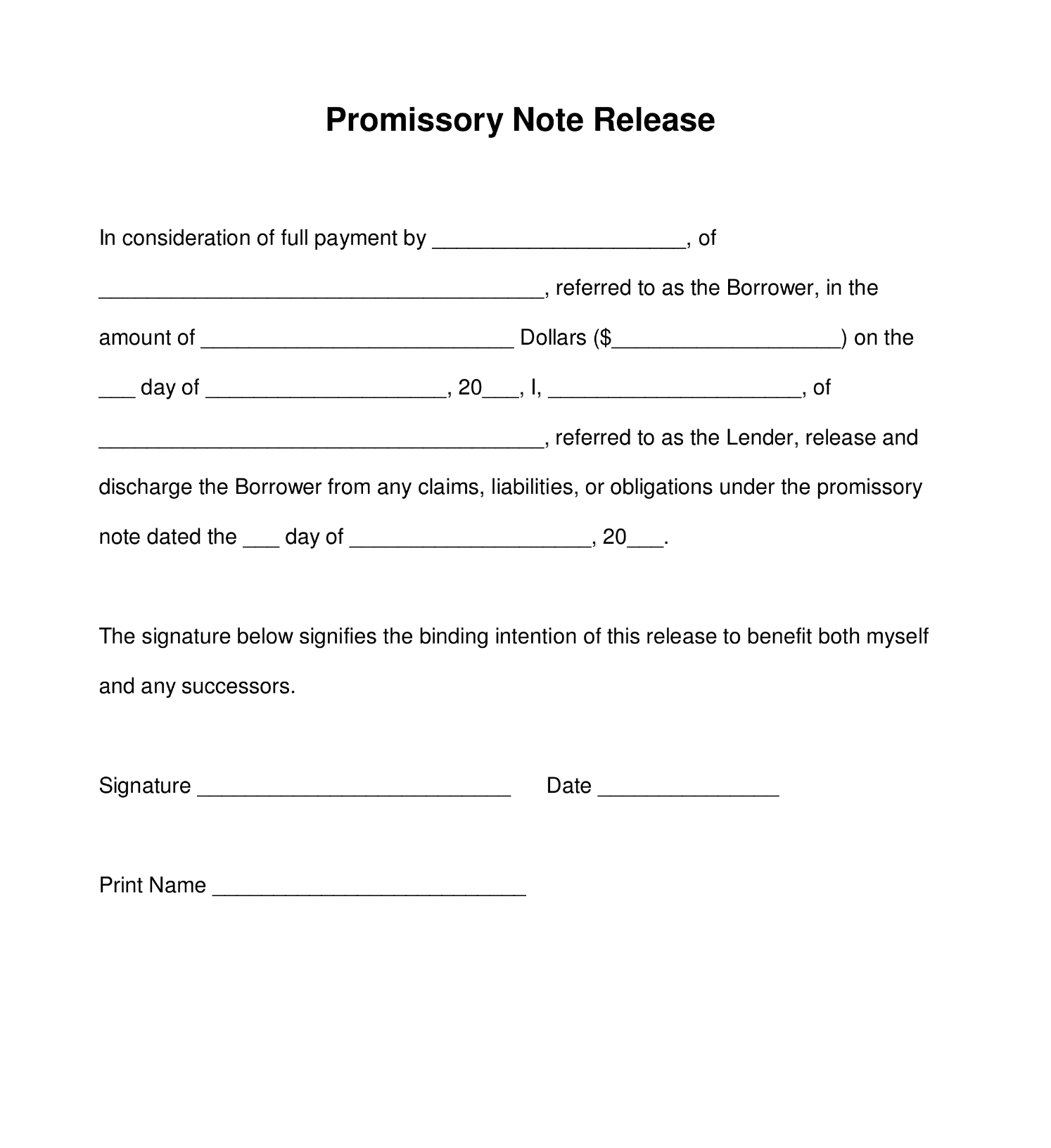 Free Customizable Standard Promissory Note Template